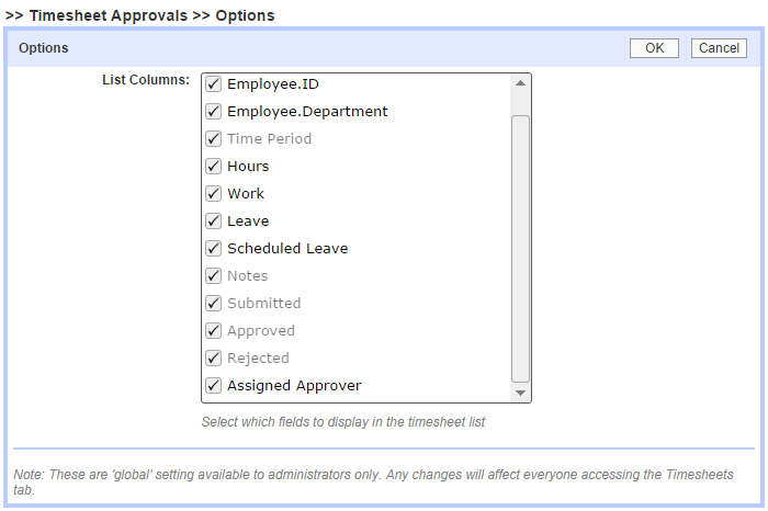 Timesheet Approvals Dashboard Columns Now Configurable